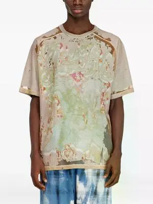 DIESEL® T-shirt In Printed Devoré Jersey - Neutrals