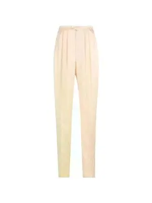 Saint Laurent Pleated Silk Trousers - Neutrals