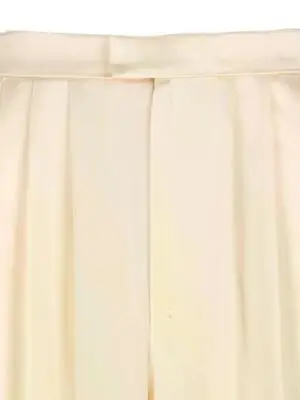 Saint Laurent Pleated Silk Trousers - Neutrals