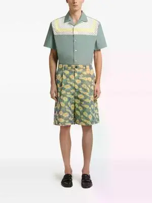 Marni Floral Print Pleated Shorts - Yellow
