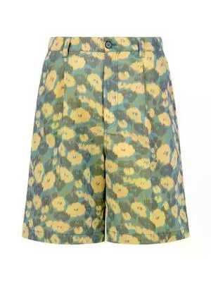 Marni Floral Print Pleated Shorts - Yellow