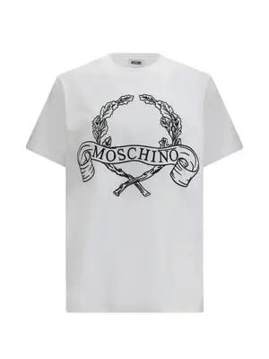 Moschino Laurel Logo-embroidered T-shirt - White
