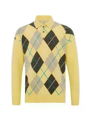 JW Anderson X Pringle Argyle Button Polo - Yellow