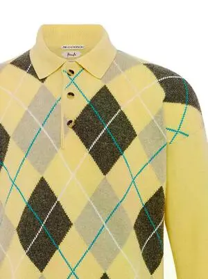 JW Anderson X Pringle Argyle Button Polo - Yellow