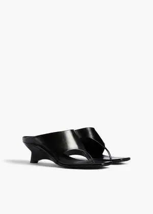 Khaite Marlow Mule In Glazed Leather - Black