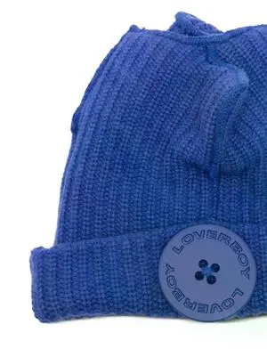 CHARLES JEFFREY Button-detail Beanie - Blue