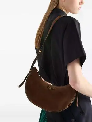 Prada Arqué Small Nubuck Leather Bag - Brown
