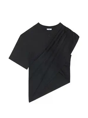 COURREGES Asymmetric Draped T-Shirt Black