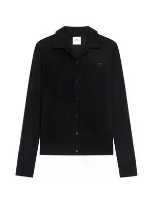 COURREGES Polo-collar Cardigan - Black