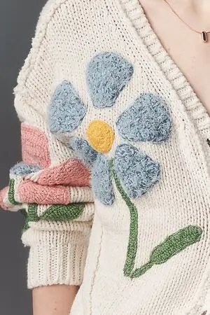 PILCRO Textured Icon Cardigan Sweater - Ivory