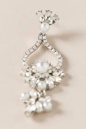 Anthropologie Pearl And Crystal Chandelier Drop Earrings