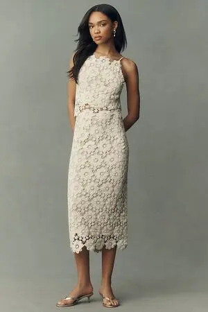 Bardot Veneta Crochet Tank Top - Light Sand
