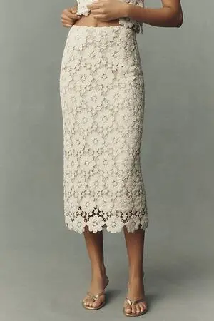 Bardot Veneta Cotton Crochet Midi Skirt