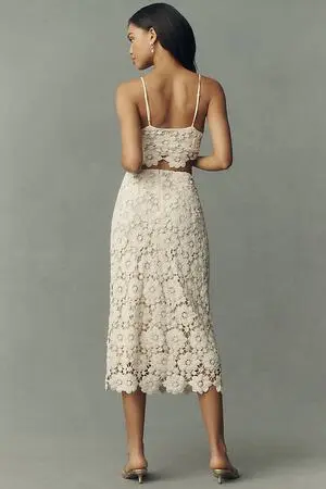 Bardot Veneta Cotton Crochet Midi Skirt