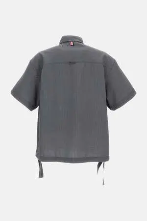 Thom Browne Camicia Oversize A Maniche Corte - Grigio