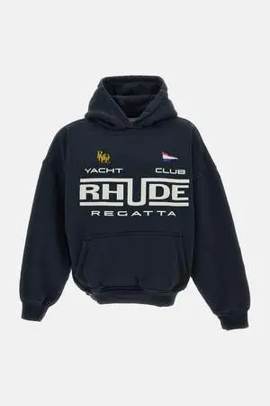 Rhude Printed Cotton Hoodie - Blue