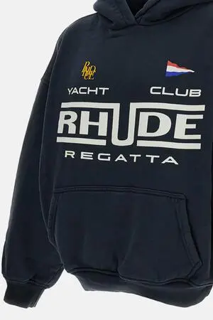 Rhude Printed Cotton Hoodie - Blue