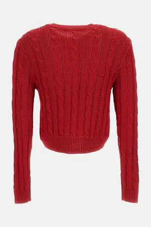 Ralph Lauren Crewneck Silk Cardigan - Red