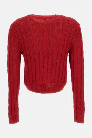 Ralph Lauren Crewneck Silk Cardigan - Red