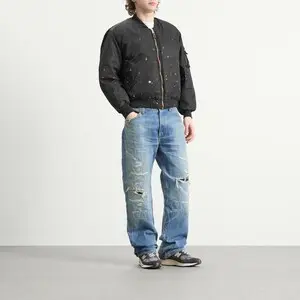 Mastercraft Union Washed Nylon Bomber Jacket - Black