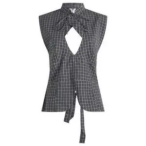 Gimaguas Coco Tie Detailed Top - Black Check