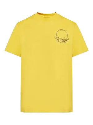 Moncler Logo Printed Crewneck Sweat-shirt T-shirt - Yellow