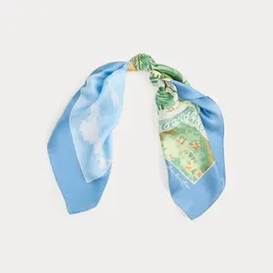 Ralph Lauren Coastal-print Silk Square Scarf - Blue Note