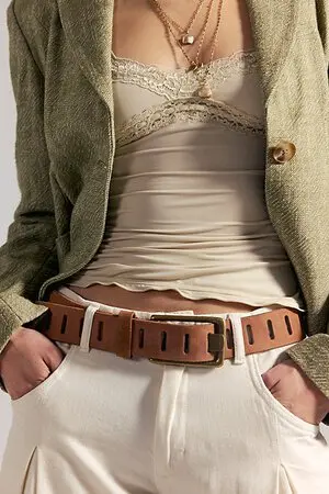 Women's Edgy Leather Belts with Metal Detailing