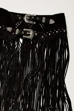UNDERSTATED LEATHER Heart Em Maxi Skirt Belt - Black