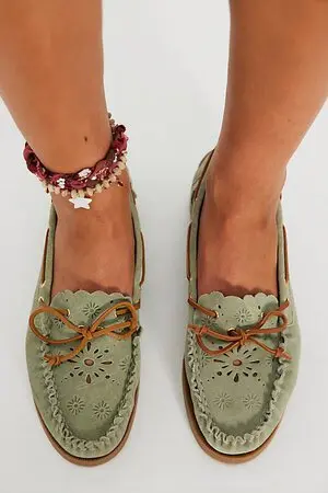 Free People Lagoon Boat Shoes - Mint Suede