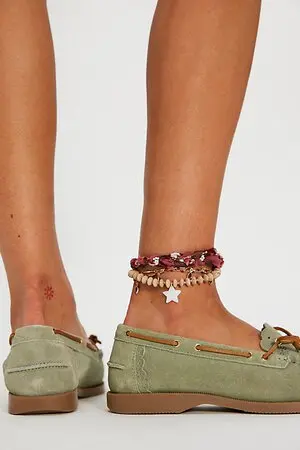 Free People Lagoon Boat Shoes - Mint Suede