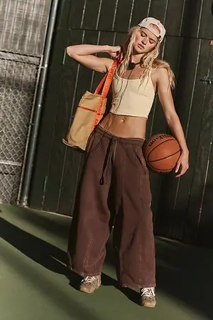 Free People Wide Leg Pants Brown