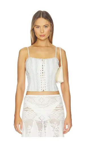 LoveShackFancy Bensen Bustier Top - Blue