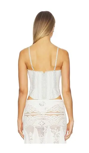 LoveShackFancy Bensen Bustier Top - Blue