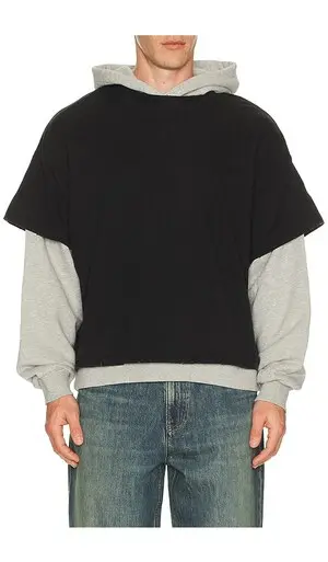 FOUND Double Layer Hoodie - Black