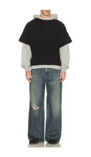 FOUND Double Layer Hoodie - Black