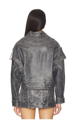 MANOKHI Vintage Leather Oversized Jacket