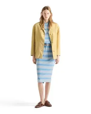 Prada Piqué Bayadere Print Skirt - Light Blue
