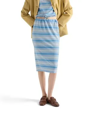 Prada Piqué Bayadere Print Skirt - Light Blue