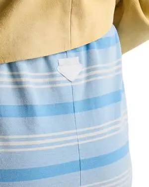 Prada Piqué Bayadere Print Skirt - Light Blue