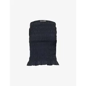 PEACHY DEN Deba Shirred Woven Top - Onyx