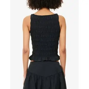 PEACHY DEN Deba Shirred Woven Top - Onyx