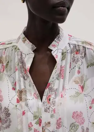 ME+EM Printed Silk Blouse With Cami And Tie
