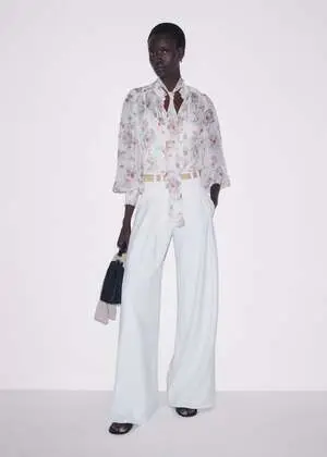 ME+EM Printed Silk Blouse With Cami And Tie