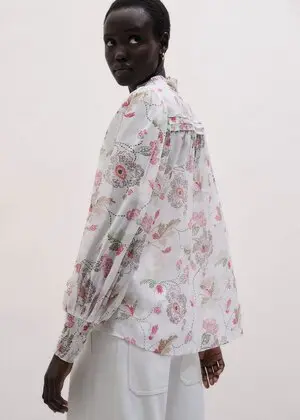 ME+EM Printed Silk Blouse With Cami And Tie