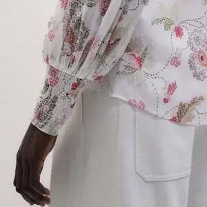 ME+EM Printed Silk Blouse With Cami And Tie