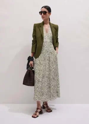 ME+EM Silk Cotton Lace Trimmed Maxi Dress - Green/light Cream