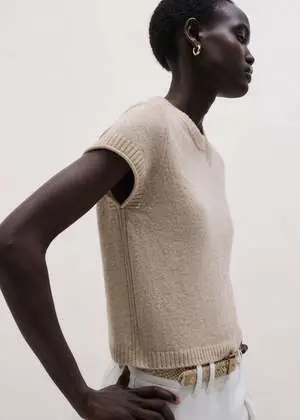 ME+EM Cashmere Shrunken Knit Baby Tee - Oatmeal