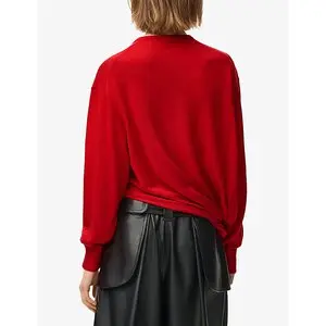 Loewe Logo-embroidered Twisted-side Wool Jumper - Red