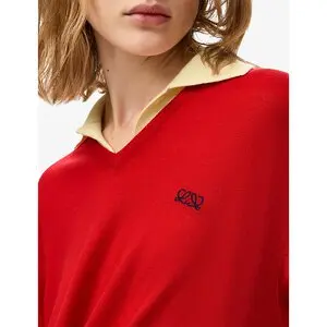 Loewe Logo-embroidered Twisted-side Wool Jumper - Red